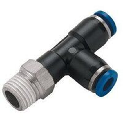 Metric Taper Male Run Leg Tee Stud x Tube Metal Pneumatic Push-In Fitt ...